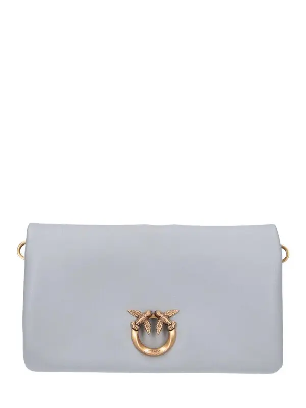 Pinko Quilted Leather Crossbody Bag With Chain Strap - Grey