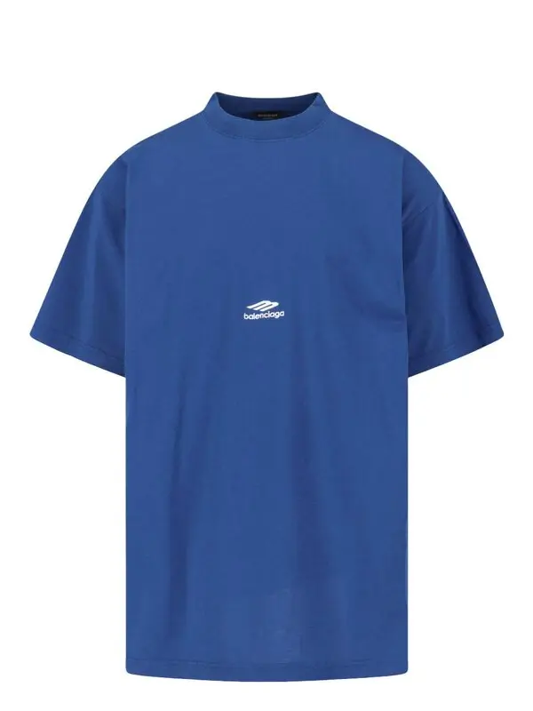 Balenciaga Cotton T-shirt With Contrast Trim - Blue