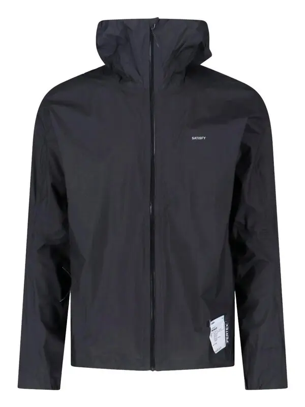 Satisfy Hooded Lightweight Zip-up Shell Jacket - Black