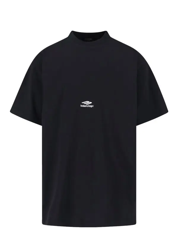 Balenciaga Cotton Crewneck T-shirt With Stretch Detail - Black
