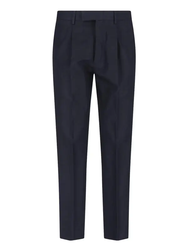 Zegna Cotton-linen Blend Tailored Trousers - Blue