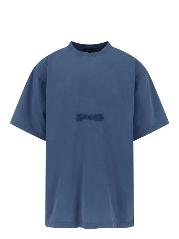 Balenciaga Cotton-blend T-shirt With Stretch - Blue