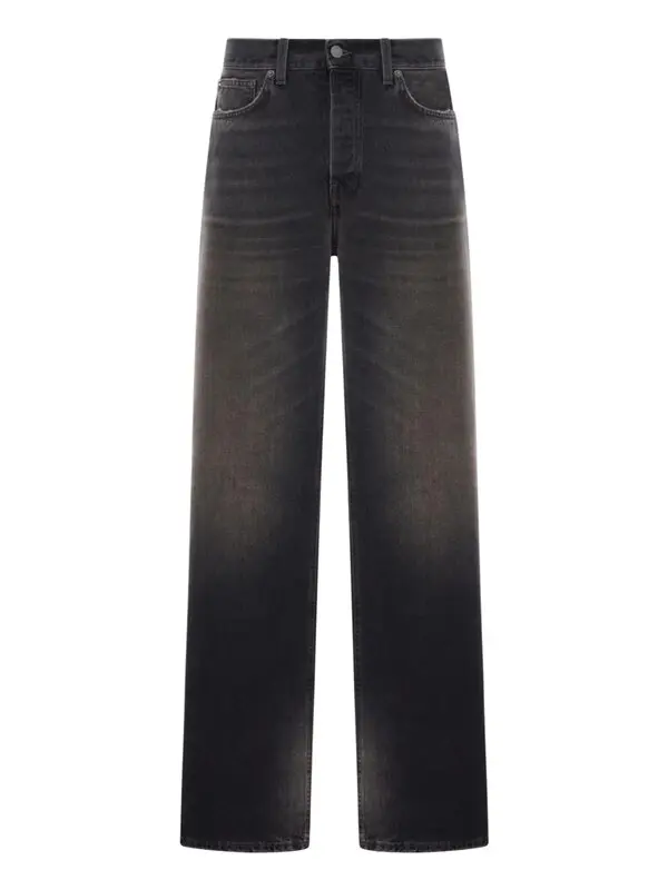 HAIKURE Classic Straight Leg Jeans With Five Pockets And Leather Logo Patch - Black