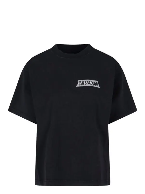 Balenciaga Graphic Print Oversized T-shirt - Black
