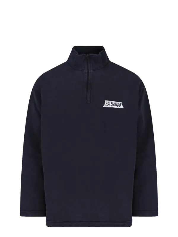 Balenciaga Cotton Half-zip Sweatshirt - Black