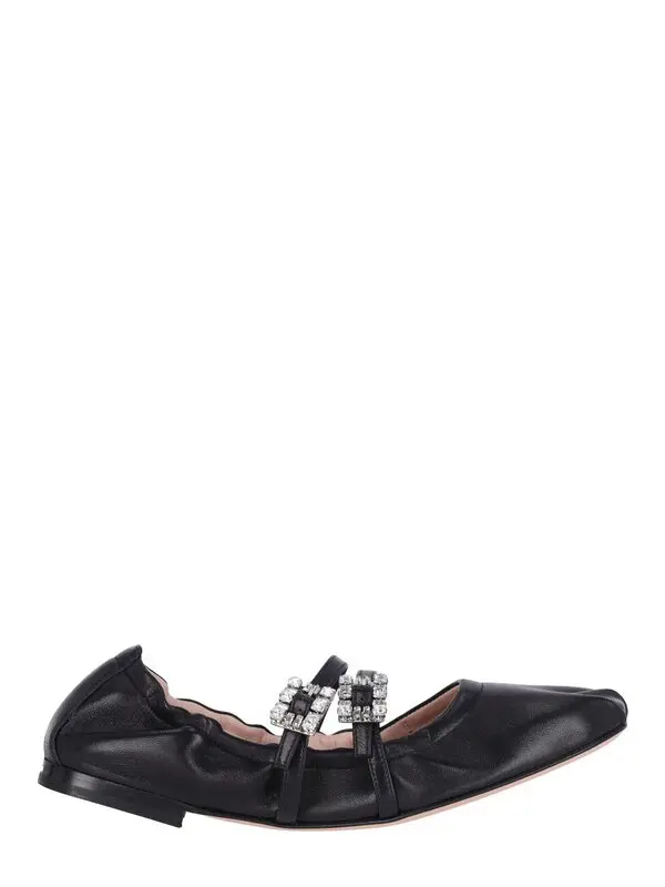ROGER VIVIER Leather Embellished Ballet Flats - Black