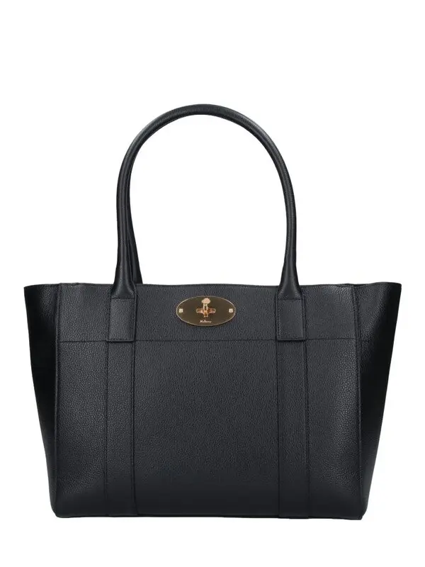 Mulberry Leather Tote Bag With Turn-lock Accent - Black