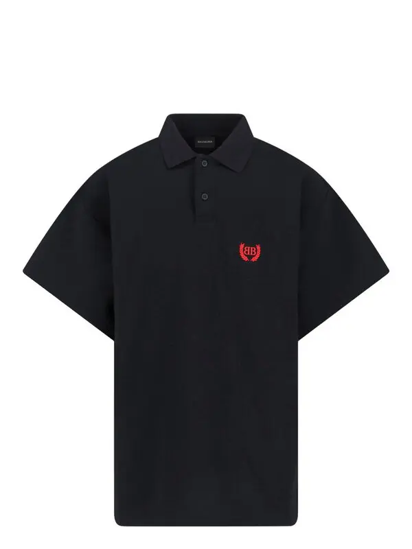 Balenciaga Oversized Short-sleeve Polo Shirt - Black