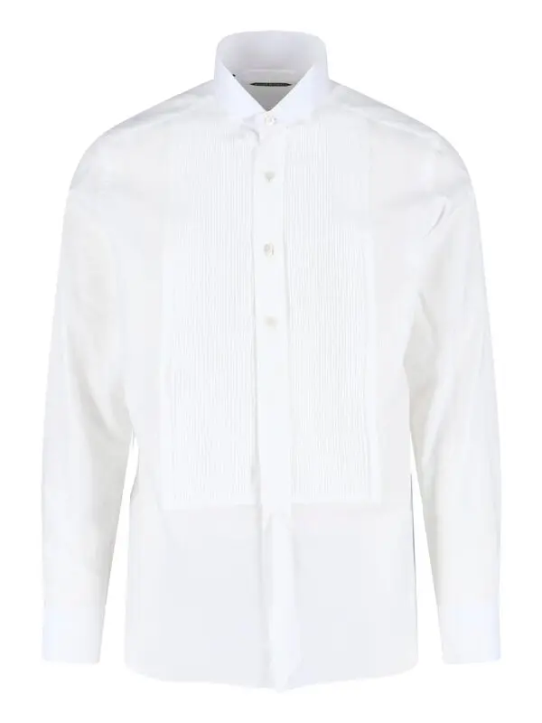 TOM FORD Pleated Bib Dress Shirt - White
