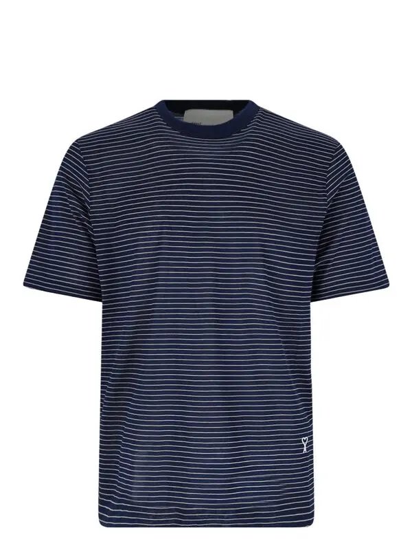 AMI Paris 100% Cotton Jersey T-shirt - Blue