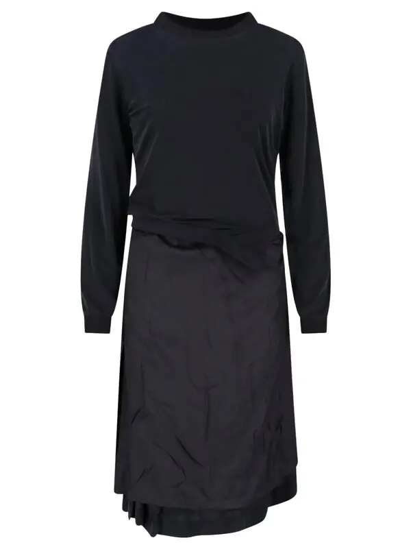 MAISON MARGIELA Draped Mock Neck Midi Dress - Black