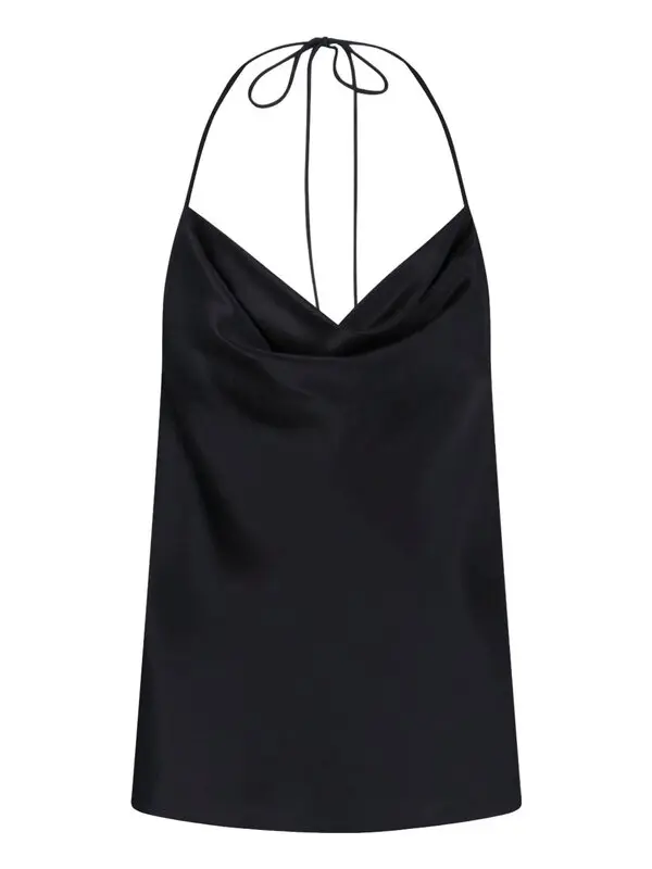 Valentino Garavani 100% Silk Satin Halter Neck Top - Black