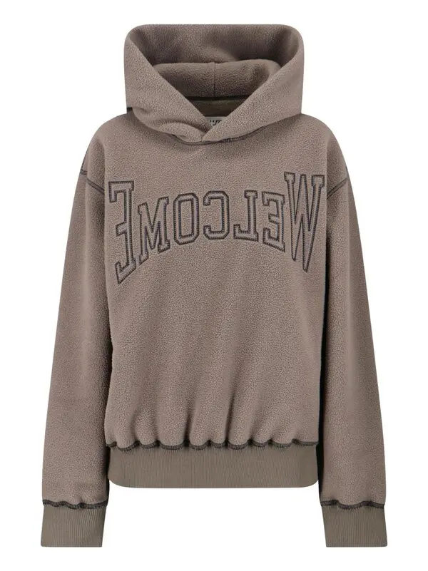 MAISON MARGIELA Fleece Hooded Sweatshirt With Contrast Stitching - Beige