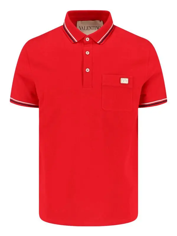 Valentino Garavani S Cotton T-shirt With Calf Leather Details - Red