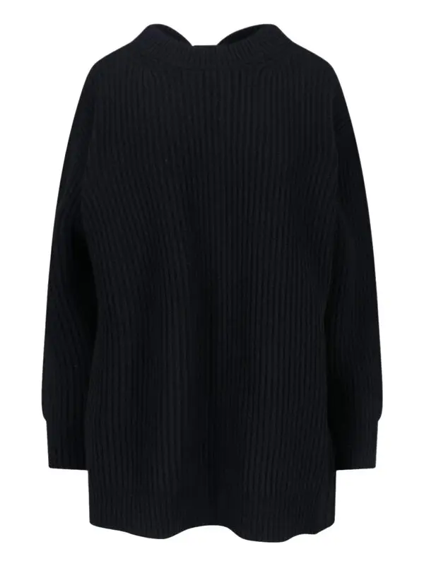 MAISON MARGIELA Ribbed Knit Mock Neck Sweater Dress - Black
