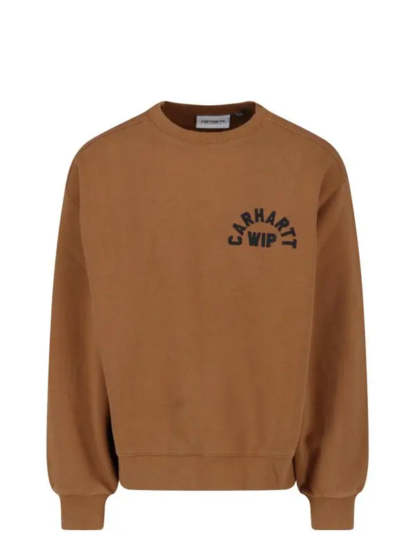 Carhartt Work In Progress Workwear-inspired Cotton Blend Crewneck Sweater - Brown