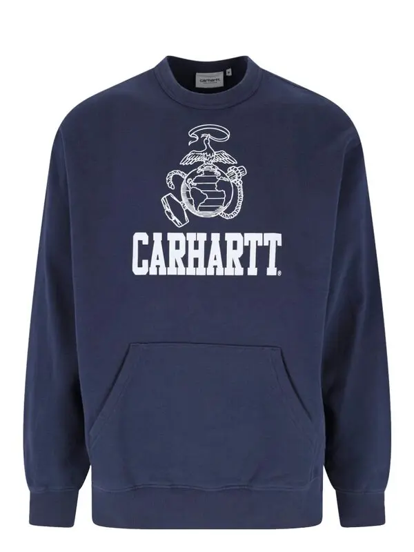 Carhartt Work In Progress 100% Cotton Crewneck Sweater With Pocket Detail - Blue
