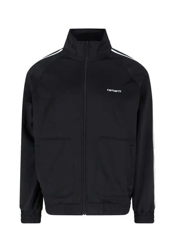 Carhartt Work In Progress Full Zip Track Jacket With Contrast Stitching - Black