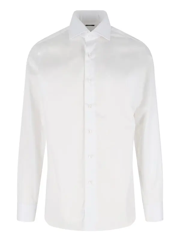 BARBA NAPOLI Long Sleeve Dress Shirt - White