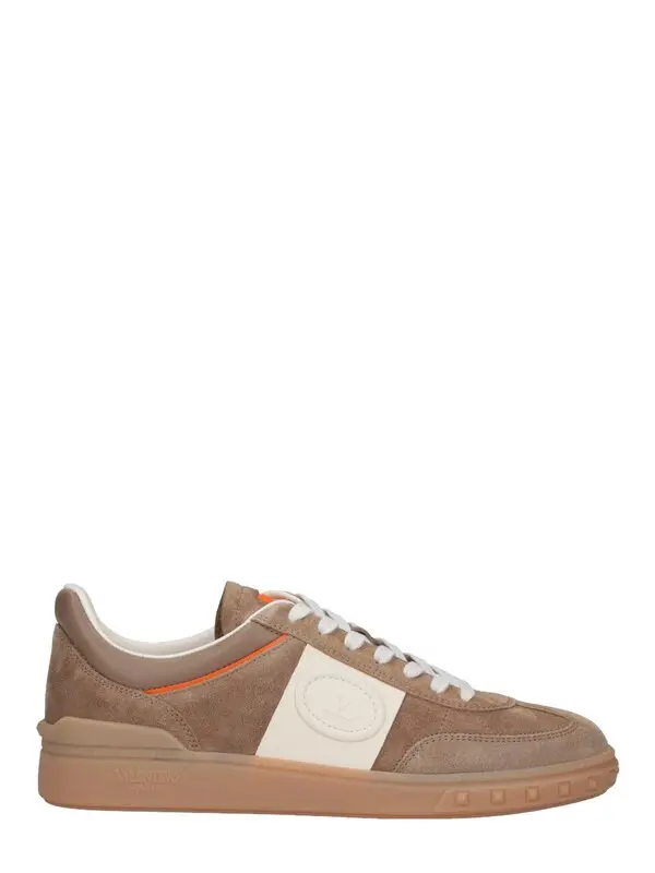 Valentino Garavani Suede And Leather Lace-up Sneakers - Brown