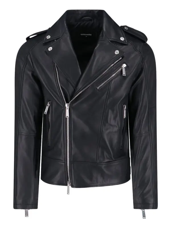 Dsquared2 Leather Biker Jacket - Black