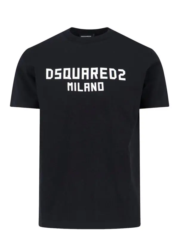 Dsquared2 100% Cotton T-shirt With Signature Logo Detail - Black