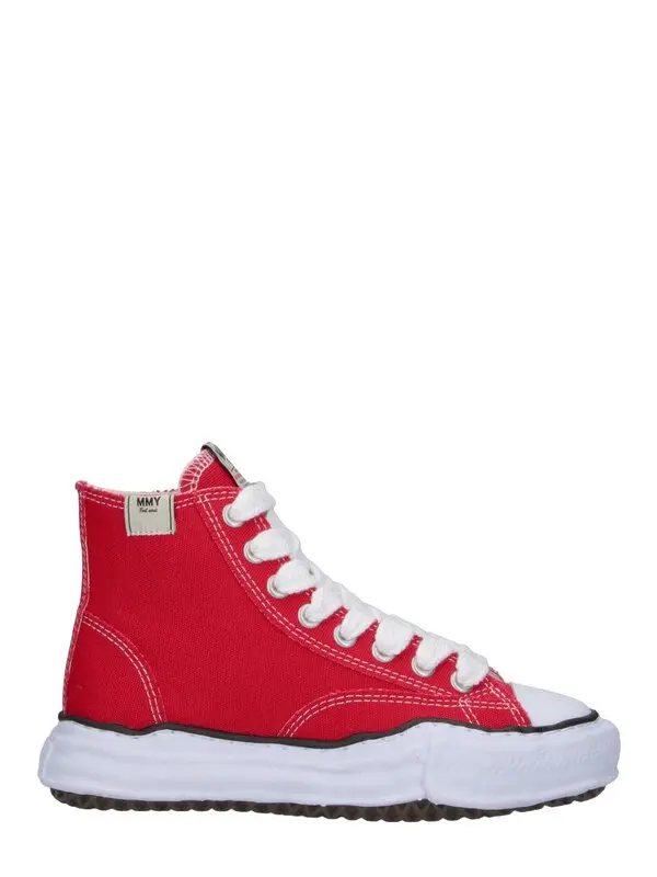 Mihara Yasuhiro High Top Lace-up Canvas Sneakers - Red