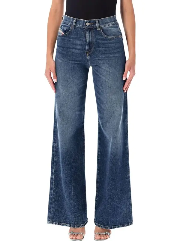 DIESEL® High-rise Wide-leg Jeans - Mid Blue
