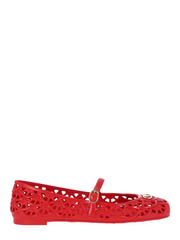 Valentino Garavani Flat Mary Jane Shoes With Buckle Detail - Red
