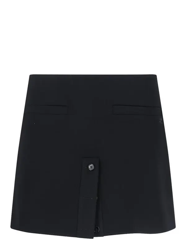 COURREGES Sculpted Mini Skirt With Button Detail - Black