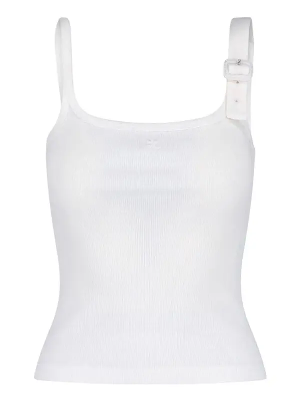 COURREGES Ribbed Stretch Cotton Camisole Top - White