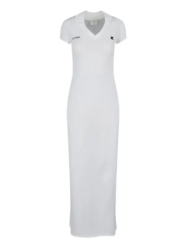 COURREGES Fitted Polo Maxi Dress - White