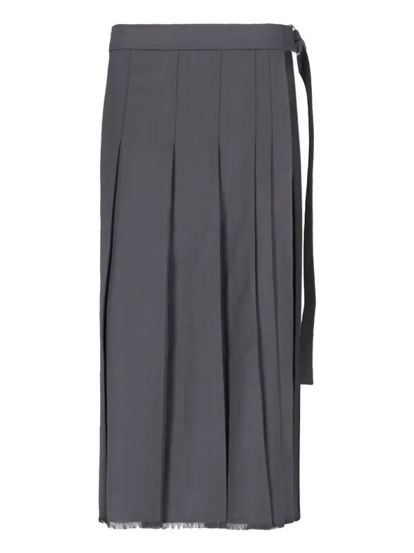 IVIR Wool-blend Pleated Mini Skirt - Grey
