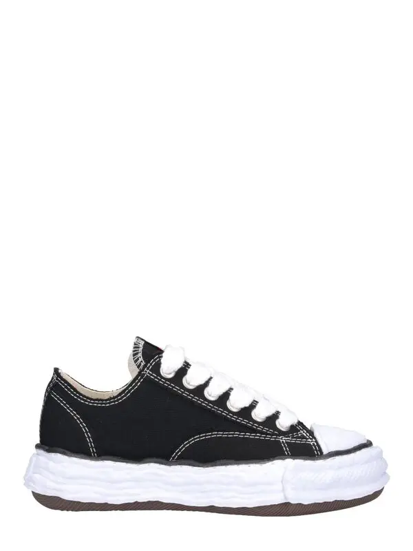 Mihara Yasuhiro Cotton Upper Lace Up Sneakers - Black