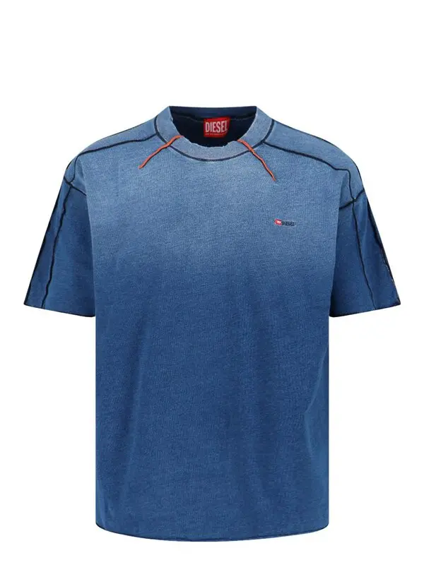 DIESEL® Cotton T-shirt With Stretch Rib Trim - Blue