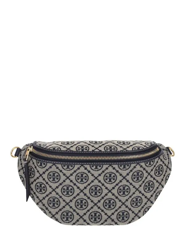 Tory Burch Leather-trim Mini Bag In Cotton-blend Canvas - Blue