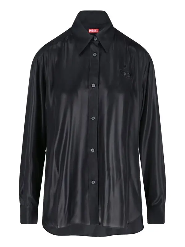 DIESEL® Button-up Polyester Shirt - Black