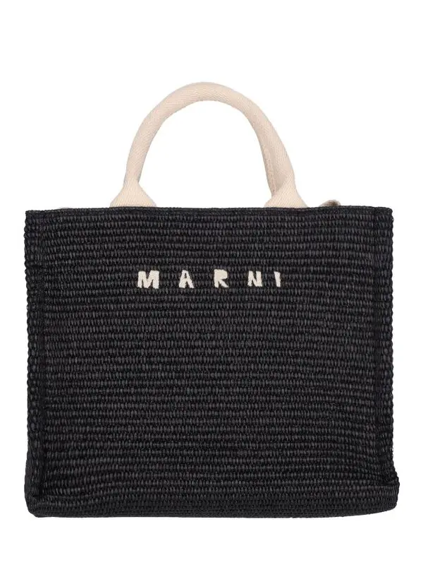 Marni Woven Tote Bag With Top Handles - Black