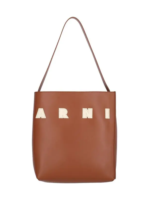 Marni Calf Leather Mini Bag With Brass Hardware - Brown