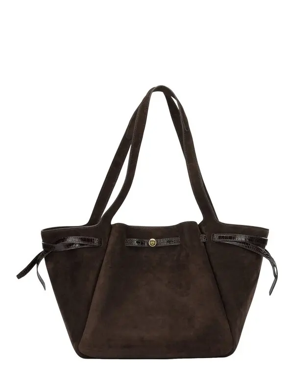 Tory Burch Suede Shoulder Handbag - Brown