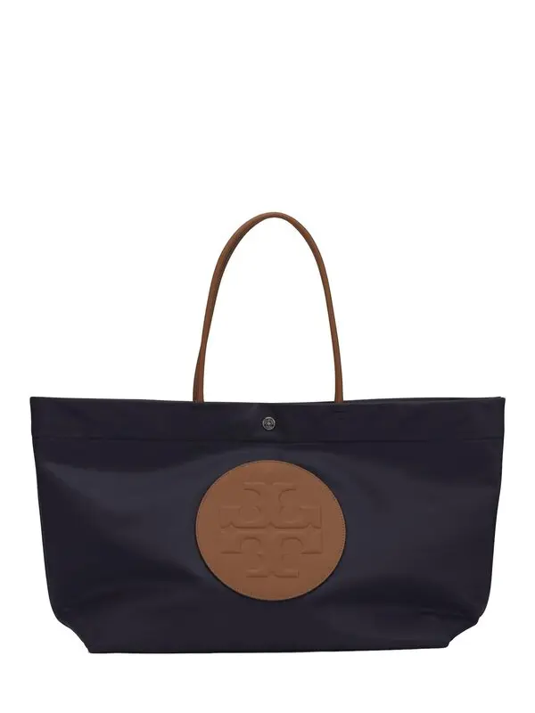 Tory Burch Monogrammed Cotton-leather Tote Bag - Blue