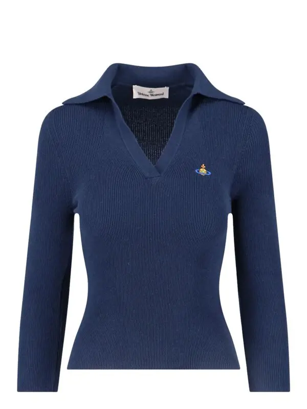 VIVIENNE WESTWOOD Cotton-cashmere Polo Shirt For - Blue