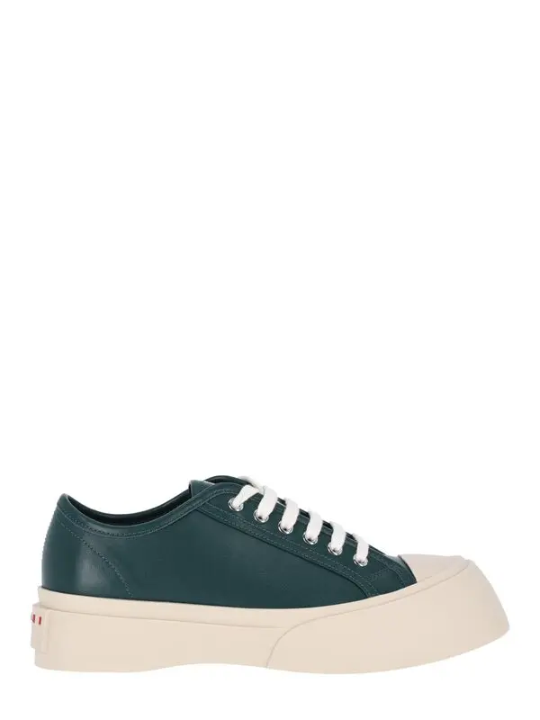 Marni Calf Leather Sneakers With Rubber Sole - Green