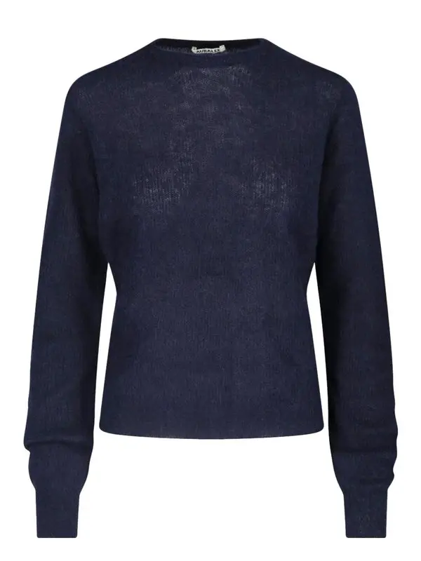 Auralee Alpaca Blend Knit Sweater - Blue