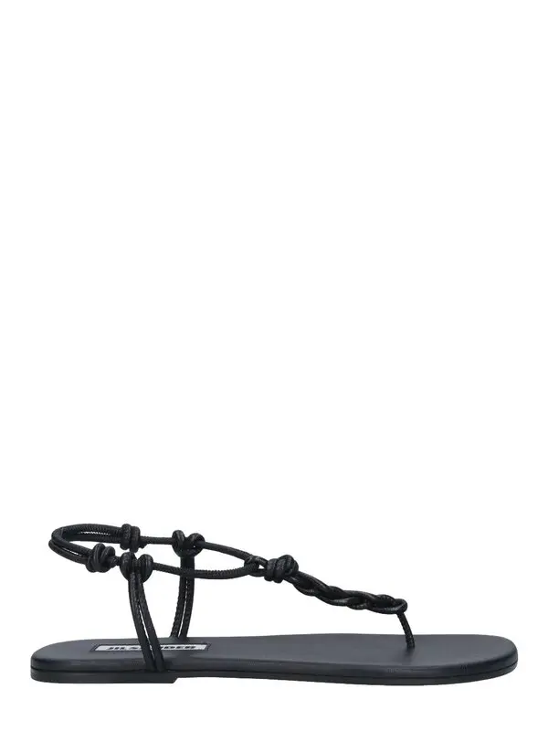 JIL SANDER Leather Sandals With Knot Detailing - Black