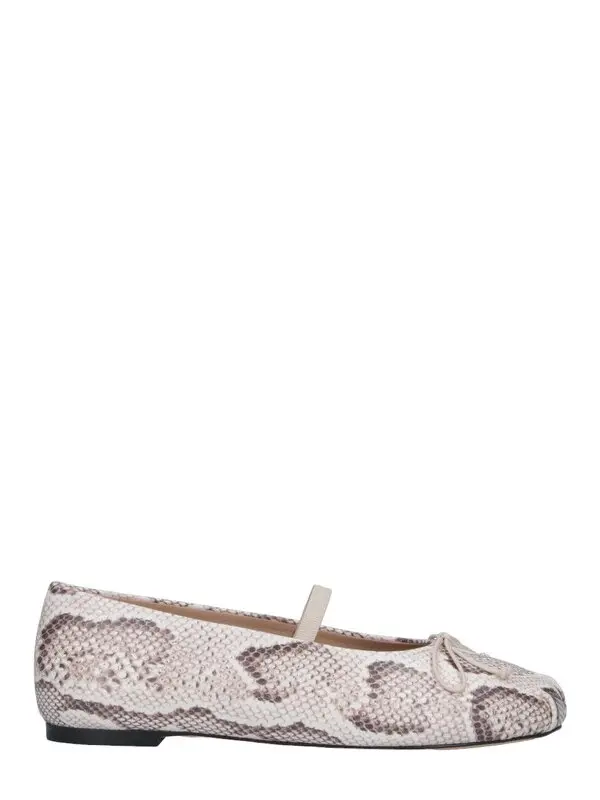 STUART WEITZMAN Ballet Flats" Snakeskin Print Leather - White