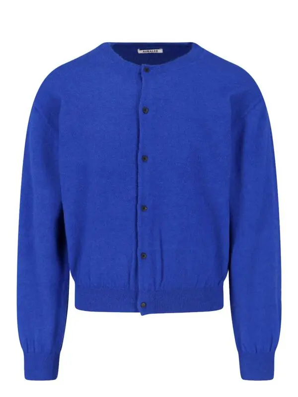 Auralee Cashmere-cotton Cardigan - Blue
