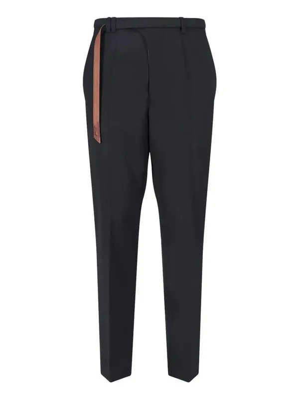 DIESEL® Tailored Trousers With Belt Detail - Black