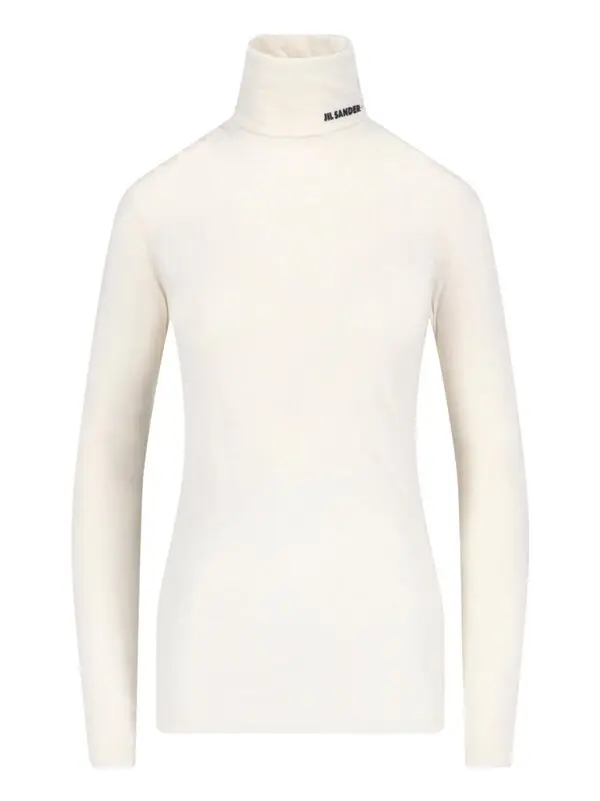 JIL SANDER High Neck Virgin Wool-blend Top - White