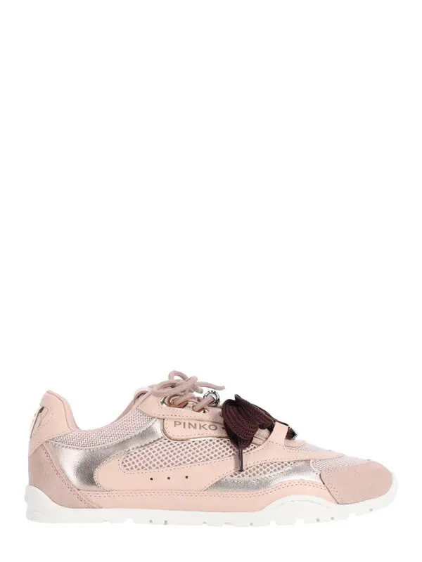 Pinko Double Lace Sneakers With Jewel Accents - Pink